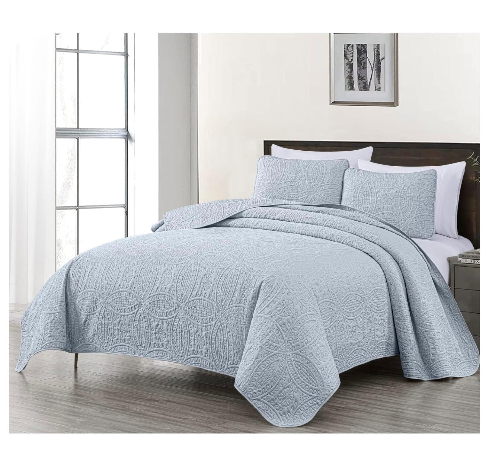 Austin King Bedspread Set 3-Piece Pinsonic Quilted Oversized Bedspread ...