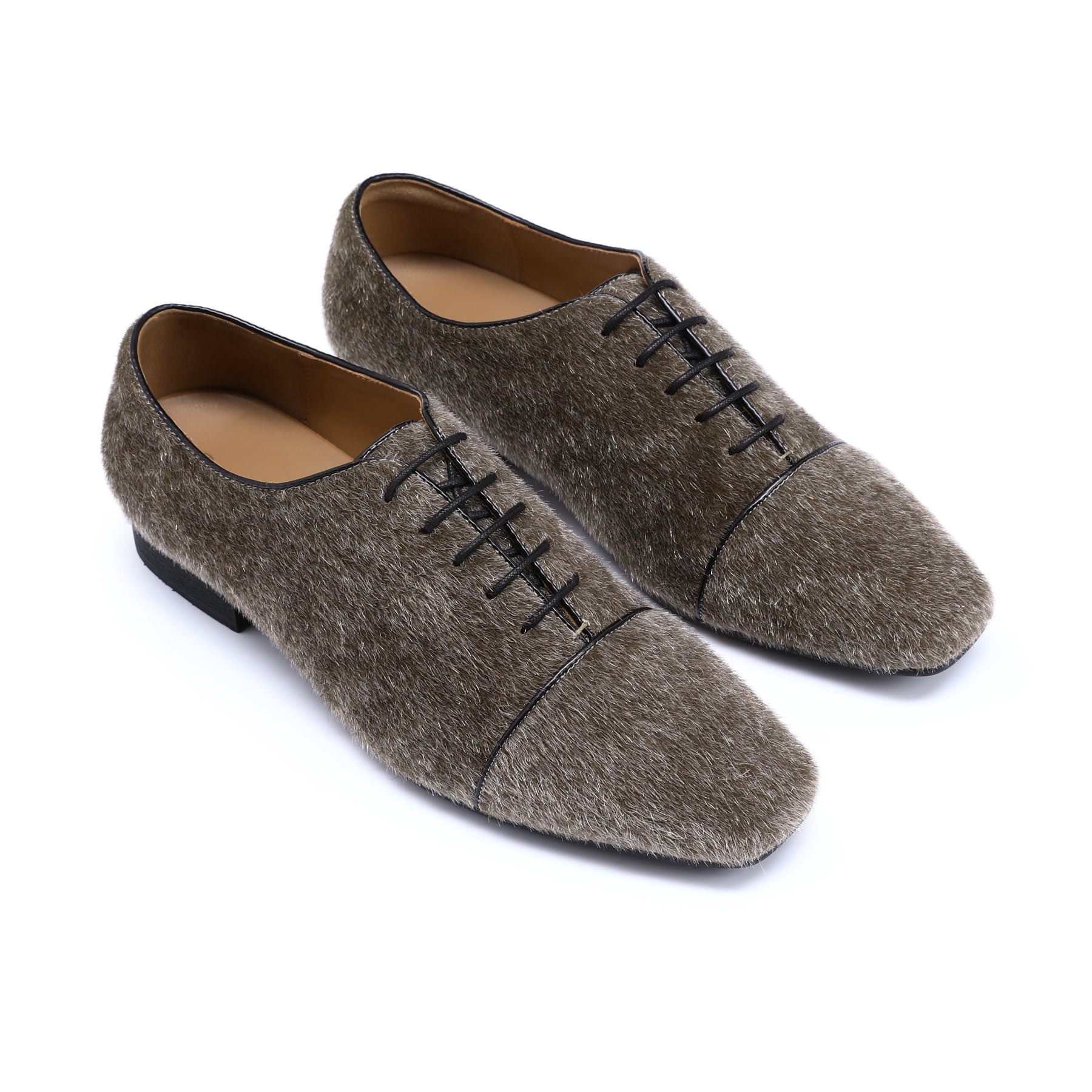 Austin Mill Men's Square Toe Oxfords, Unique Textured Faux Pony Hair ...
