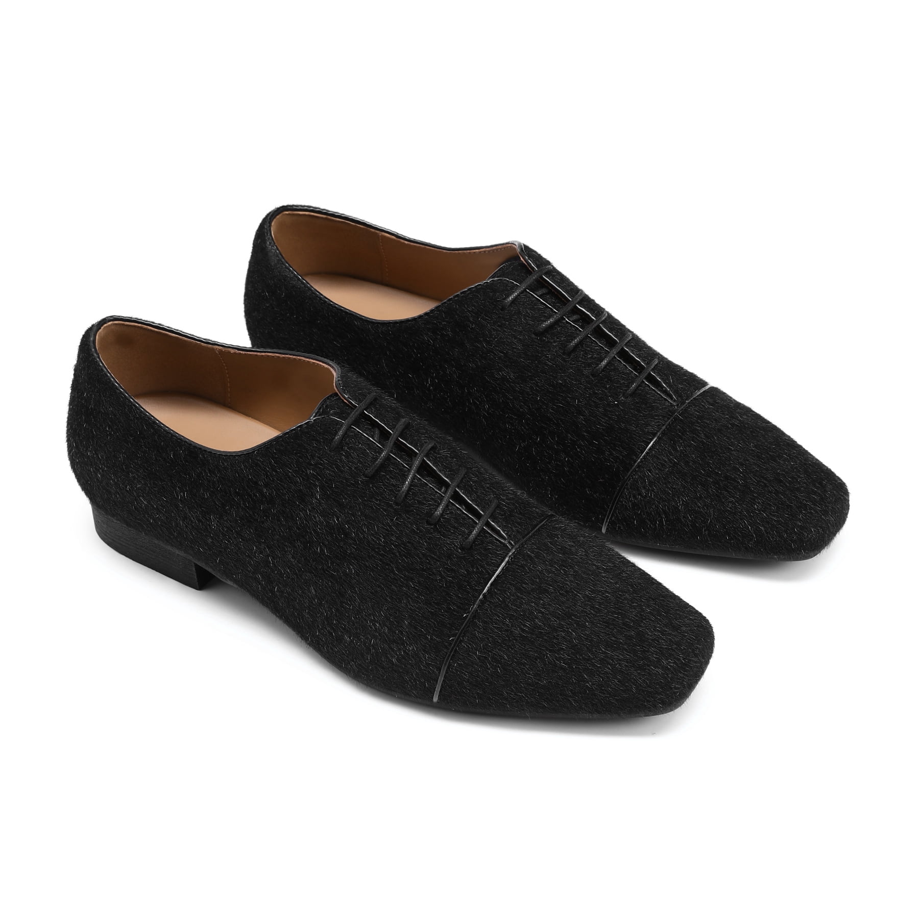 Austin Mill Men's Square Toe Oxfords, Unique Textured Faux Pony Hair ...