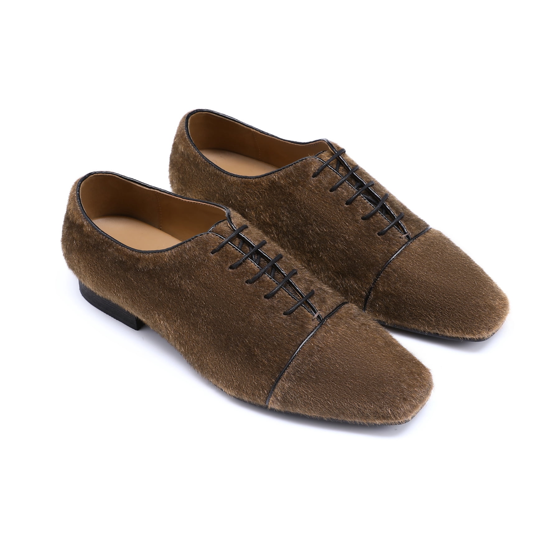 Austin Mill Men's Square Toe Oxfords, Unique Textured Faux Pony Hair ...