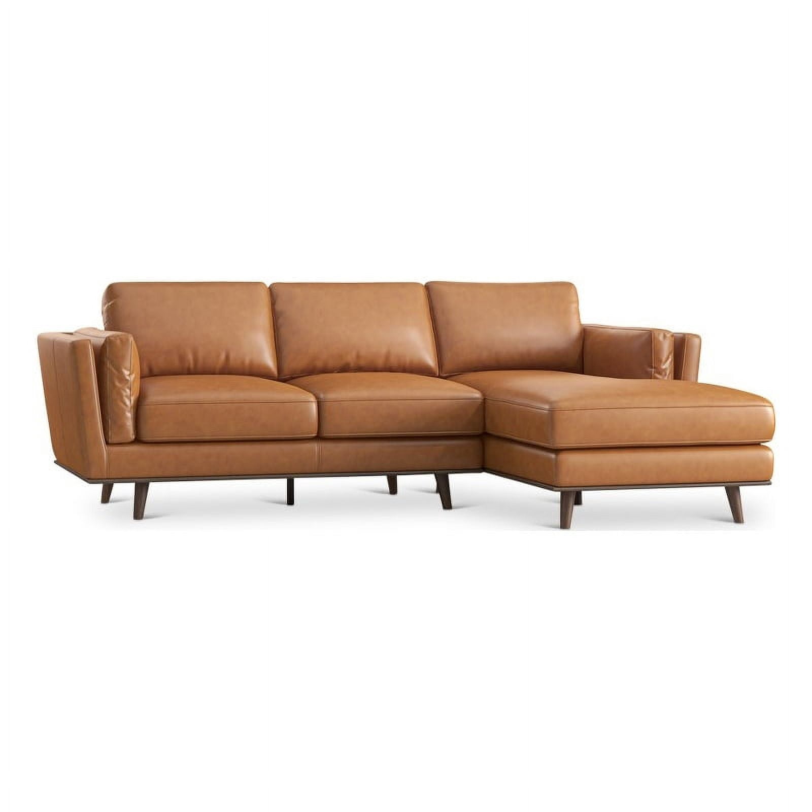 Austin Mid-Century Modern Tufted Top Leather Corner Sectional Sofa in ...