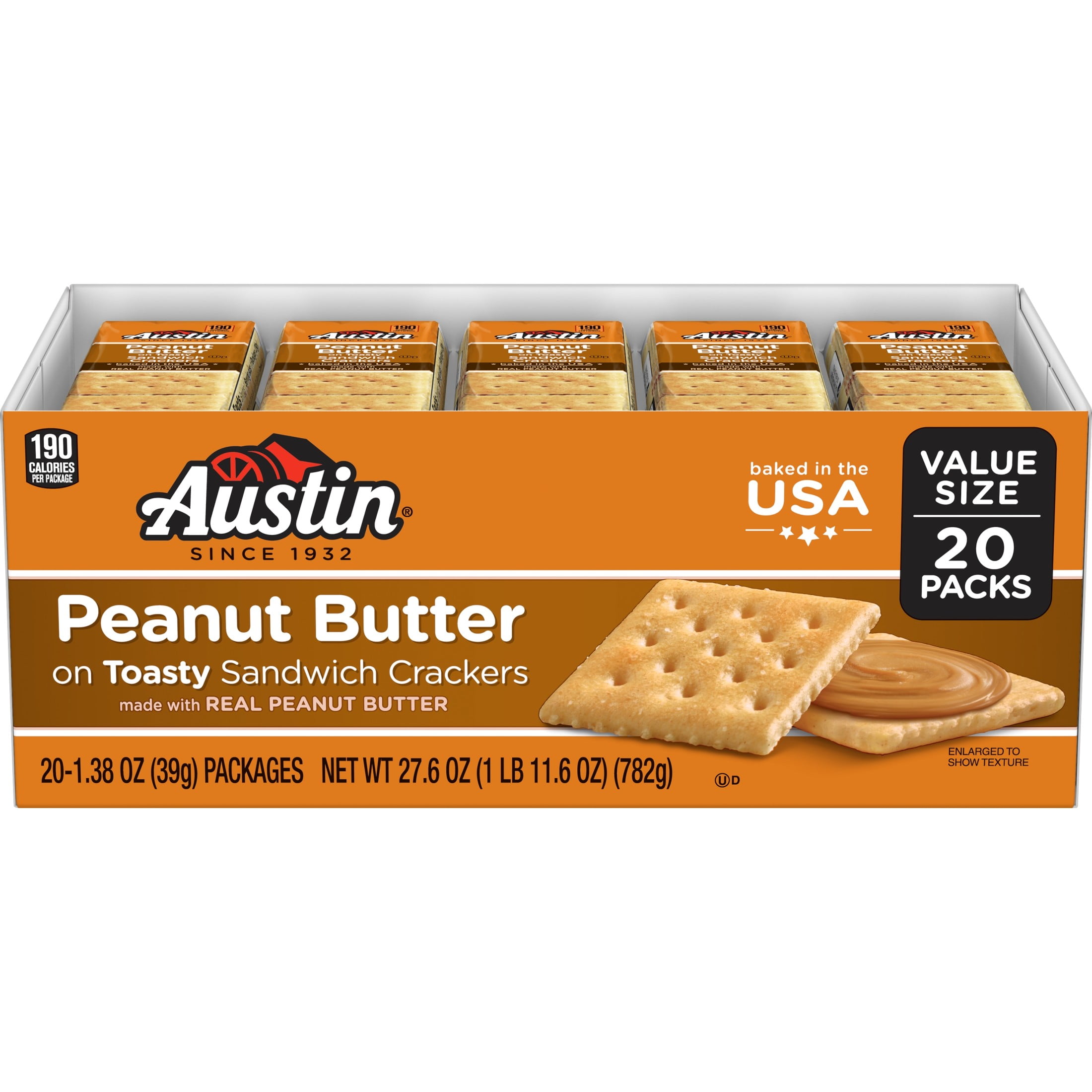 Austin Peanut Butter On Toasty Sandwich Crackers, Lunch Snacks, 20 ...