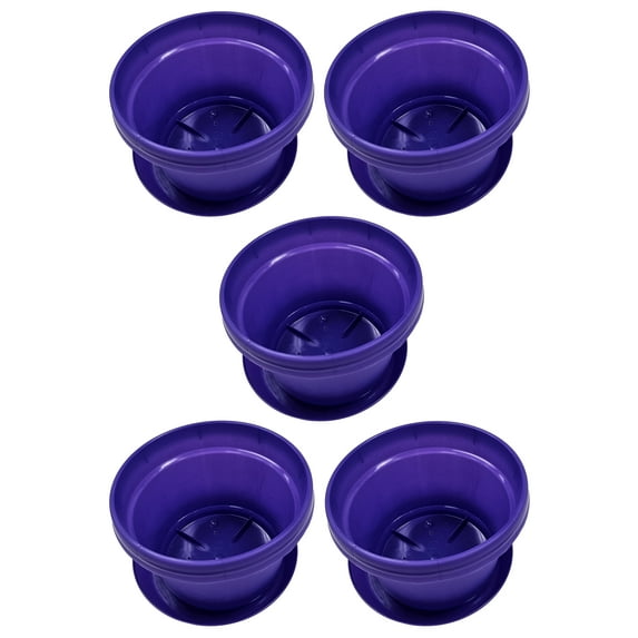 Purple 12 inch Plastic Flower Pots with Saucers - Pack of 5, Colorful ...