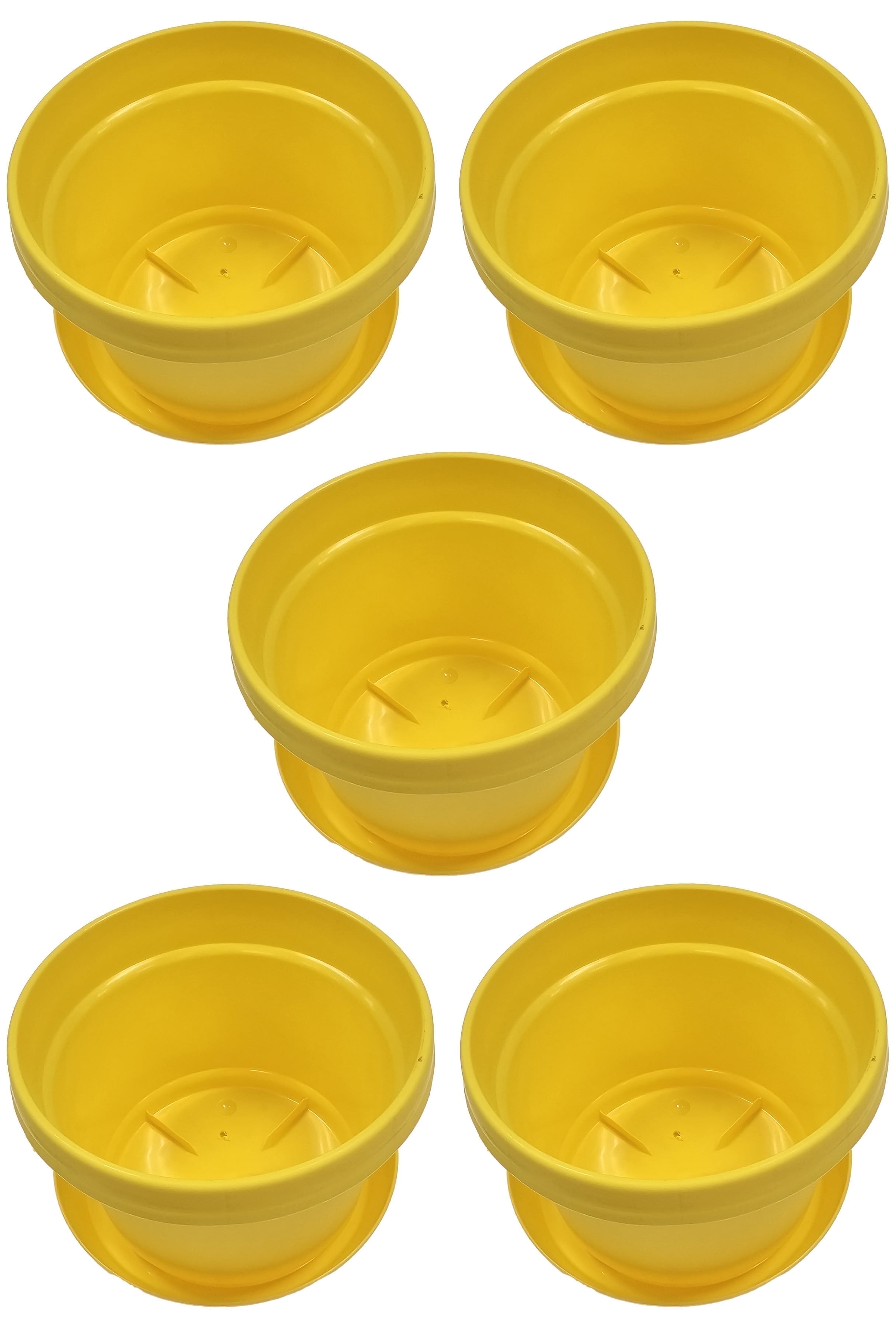 Austin Planter 12 Inch Flower Pot with Saucer Yellow Colored ...