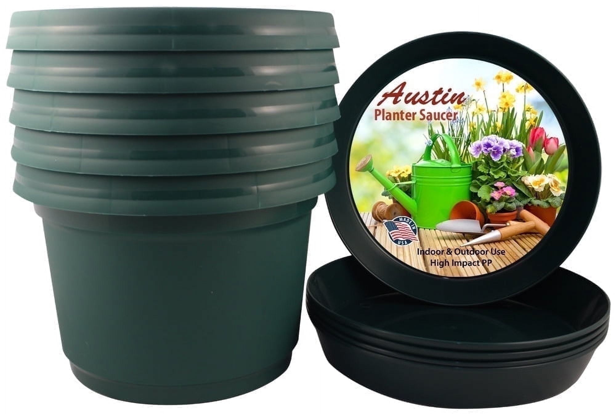 Austin Planter 12 inch Flower Pot with Saucer Hunter Green Colored ...