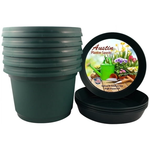 Austin Planter 12 inch Flower Pot with Saucer Hunter Green Colored ...