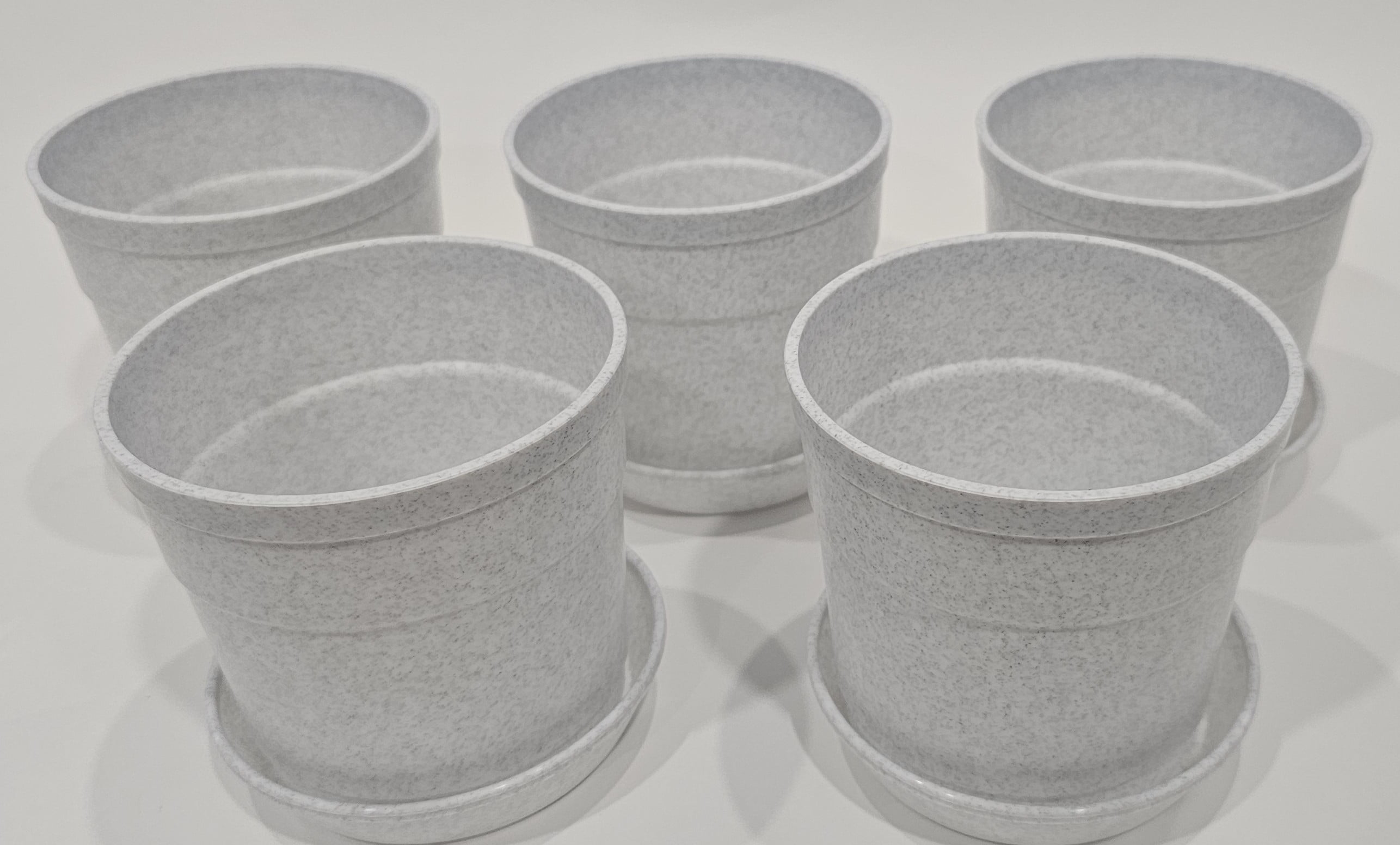 Austin Planter 4 inch Flower Pots with Saucers -White Granite( 5 Pack ...