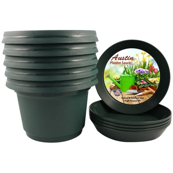 Austin Planter 7 Inch Flower Pot with Saucer Hunter Green Colored ...