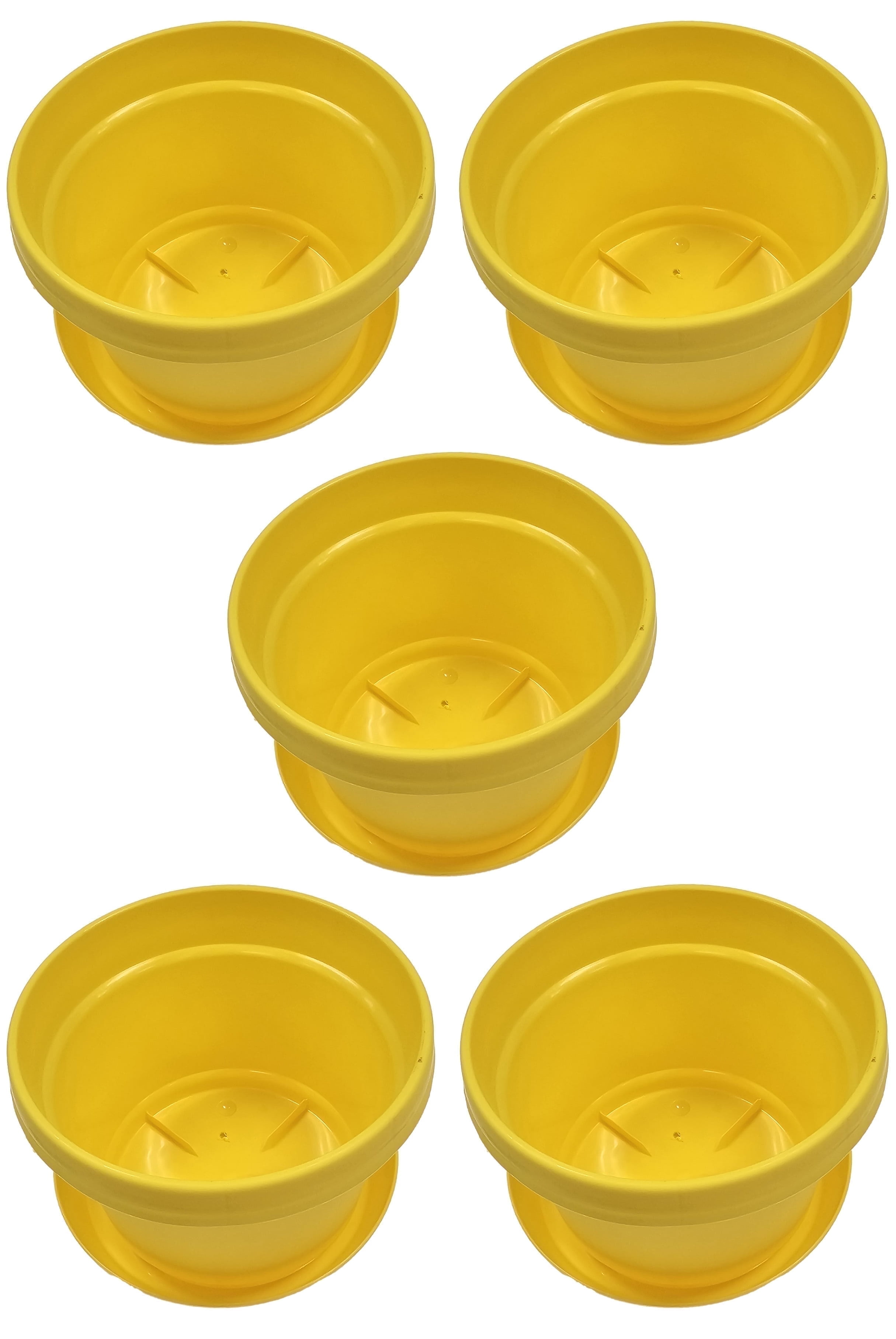 Austin Planter 7 Inch Flower Pot with Saucer Yellow Colored ...