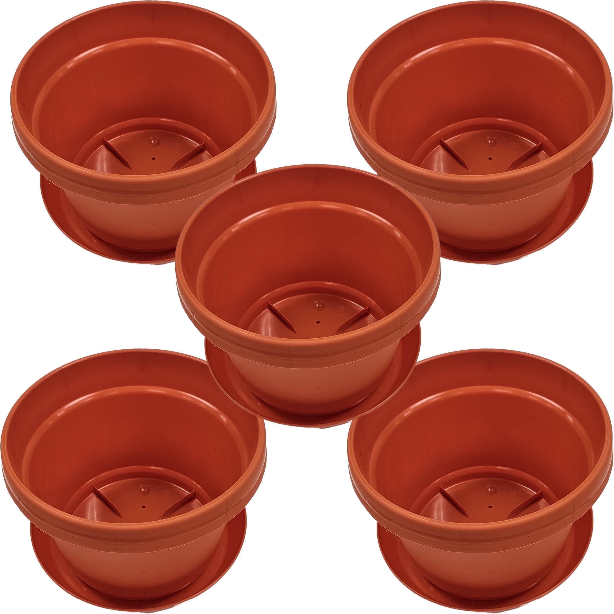 Austin Planter 9 Inch Flower Pot with Saucer Fire Orange Colored ...
