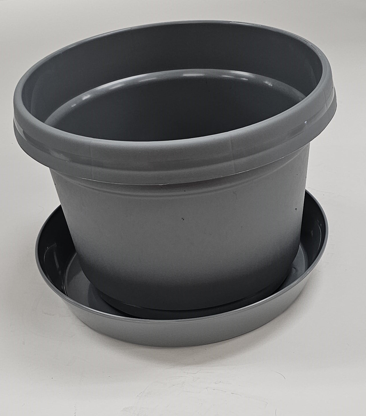 Austin Planter 9 Inch Flower Pot with Saucer Gray Colored Polypropylene ...
