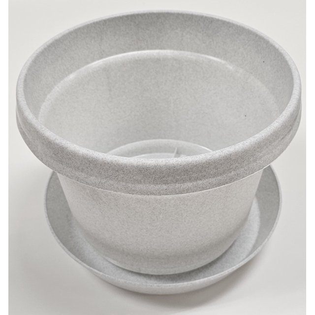 Austin Planter 9 Inch Flower Pot with Saucer White Granite Colored ...