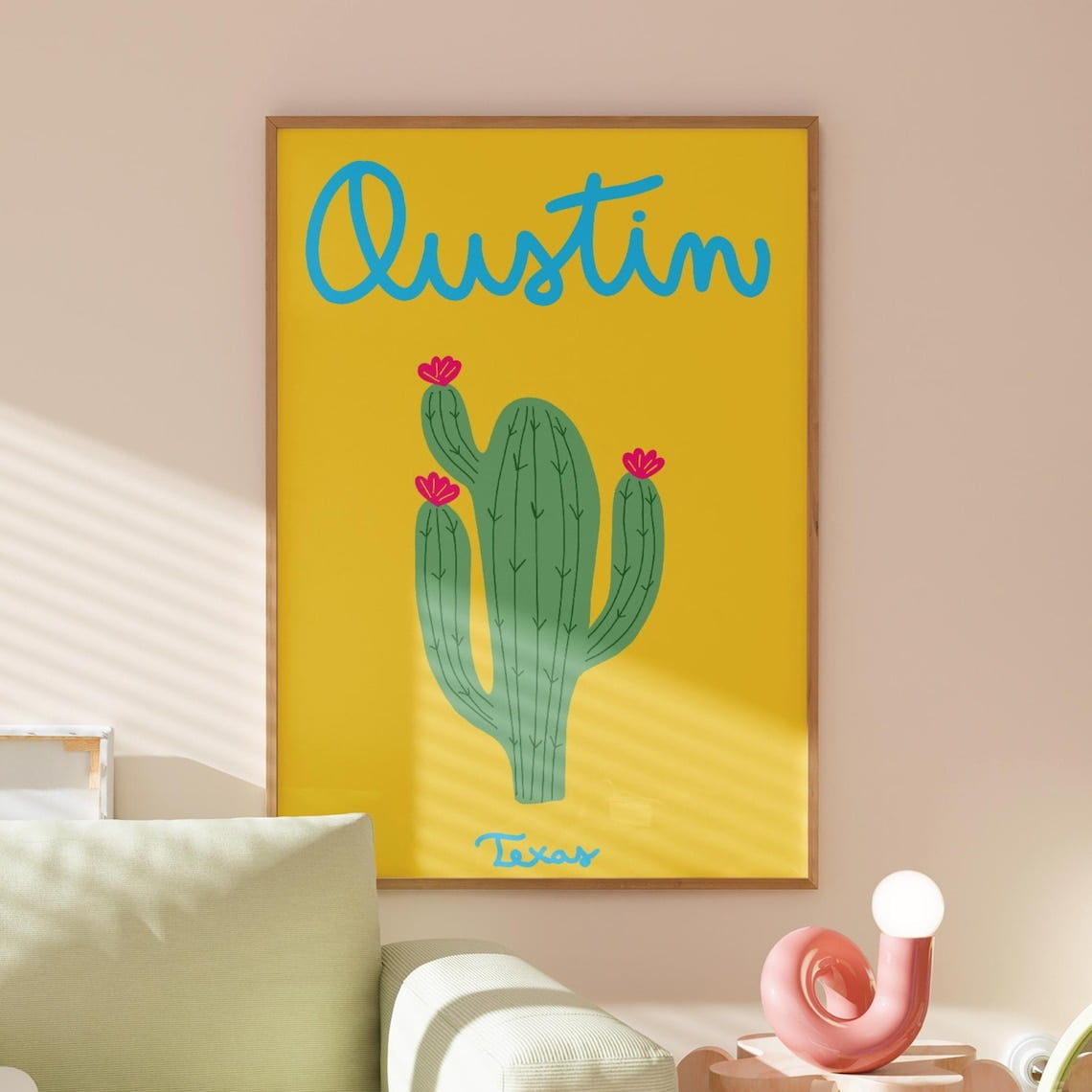 Austin Poster, Preppy Travel Wall Art, Minimal Tropical Print, Preppy ...