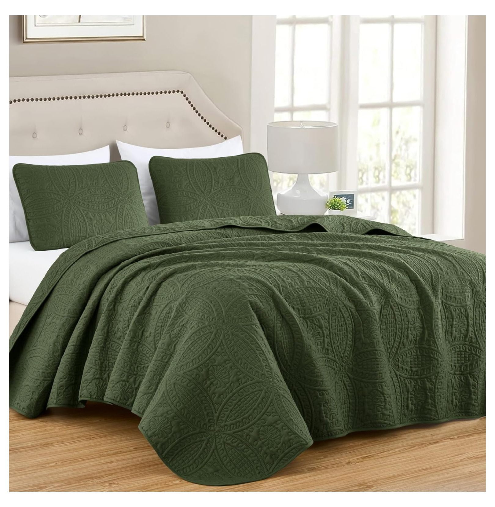 Austin Queen Oversized Bedspread Set, 3-Piece Pinsonic Quilted ...
