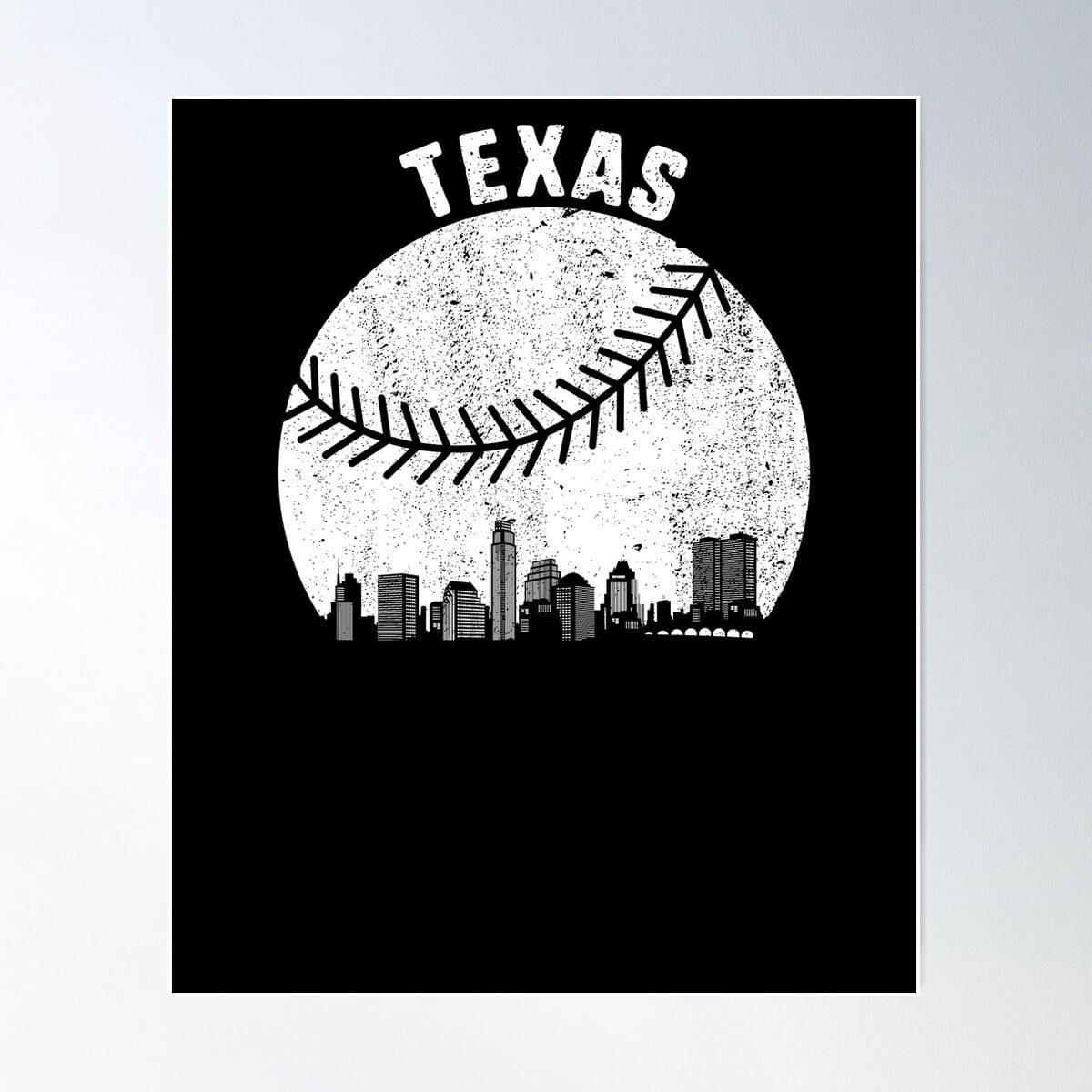 Austin Skyline Baseball Fan Vintage Texas Austin Baseball Gear Poster ...