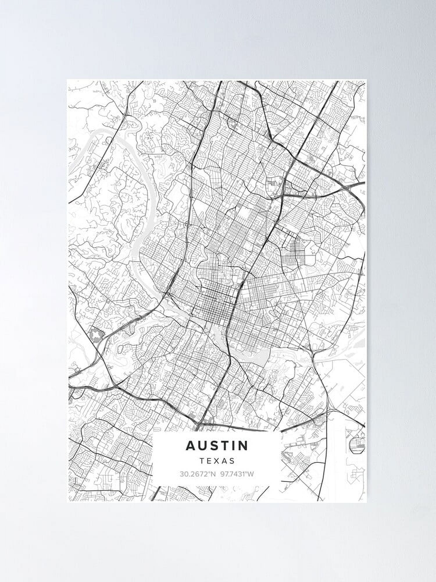 Austin TX Map Poster - Walmart.com
