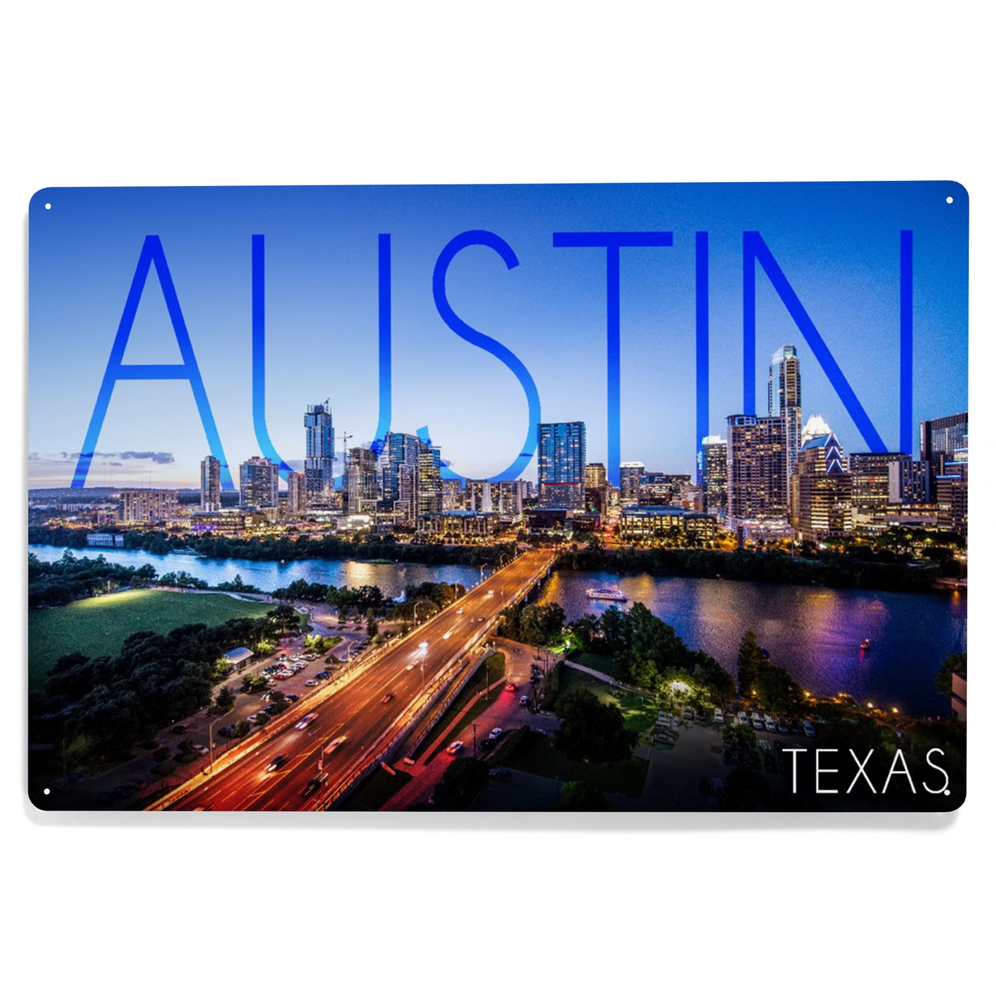 Austin, Texas, Dusk Cityscape, Photography (12x18 Aluminum Art, Indoor ...