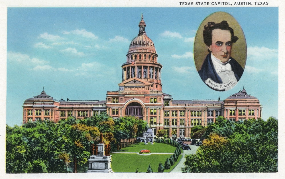 Austin, Texas, Exterior View of the State Capitol Building; Portrait of ...