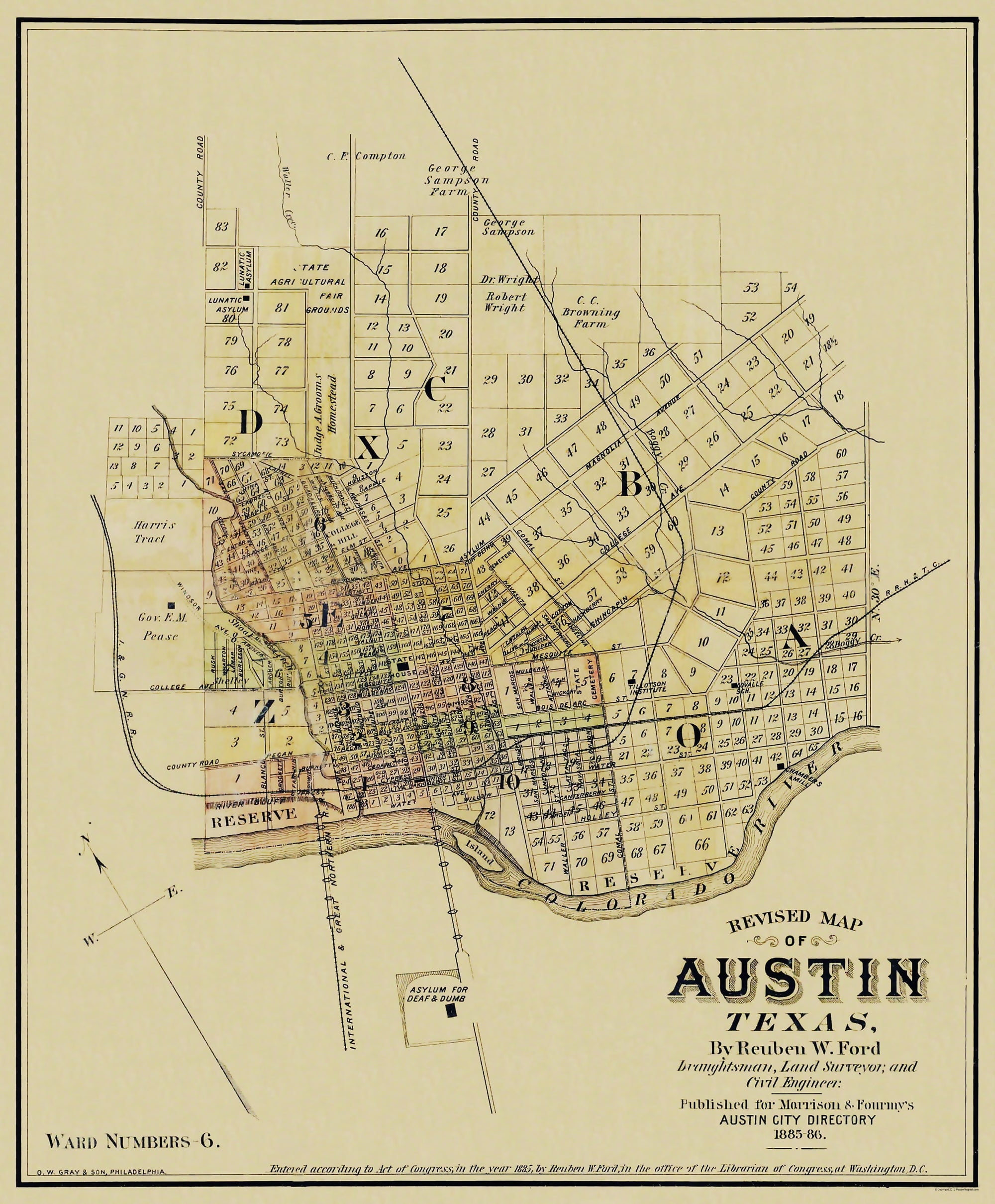 Historic City Map - Austin Texas - Ford 1885 - 23 x 27.81 - Vintage ...