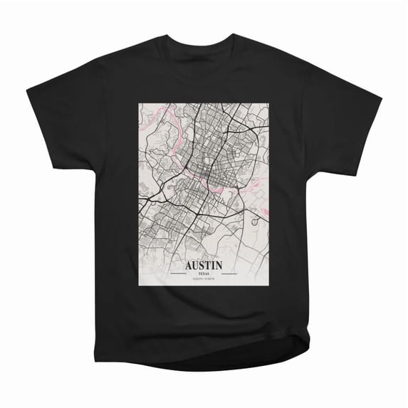 Austin Texas Neapolitan City Map T-Shirt Tee Gift For Him Merch For Her ...