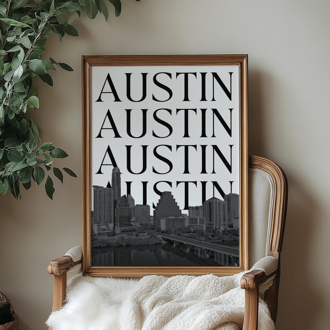 Austin Texas Print Black And White Austin Tx Skyline Print Minimalist ...