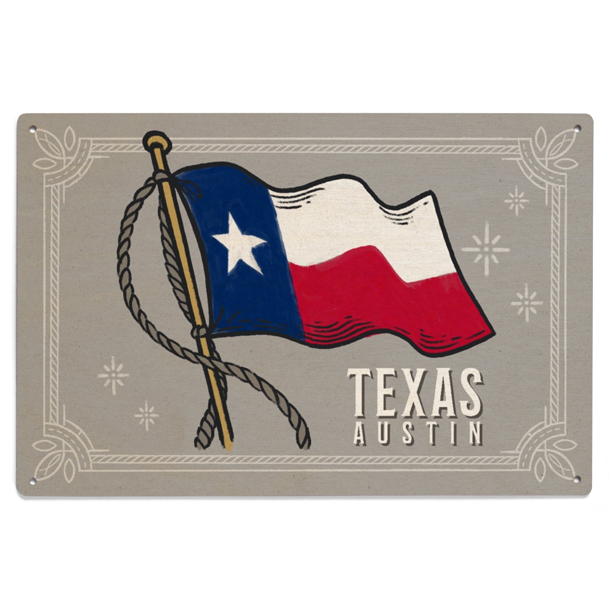Austin, Texas, Waving State Flag, State Series Birch Wood Wall Sign ...