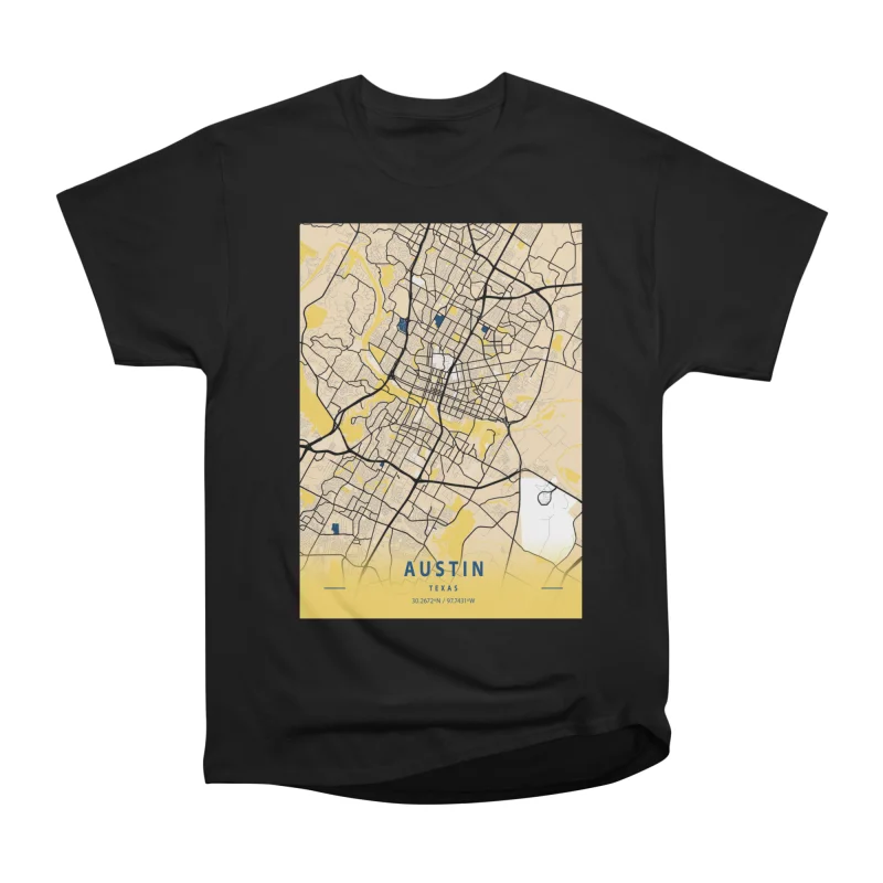 Austin Texas Yellow City Map T-Shirt Tee Gift For Him Merch For Her ...