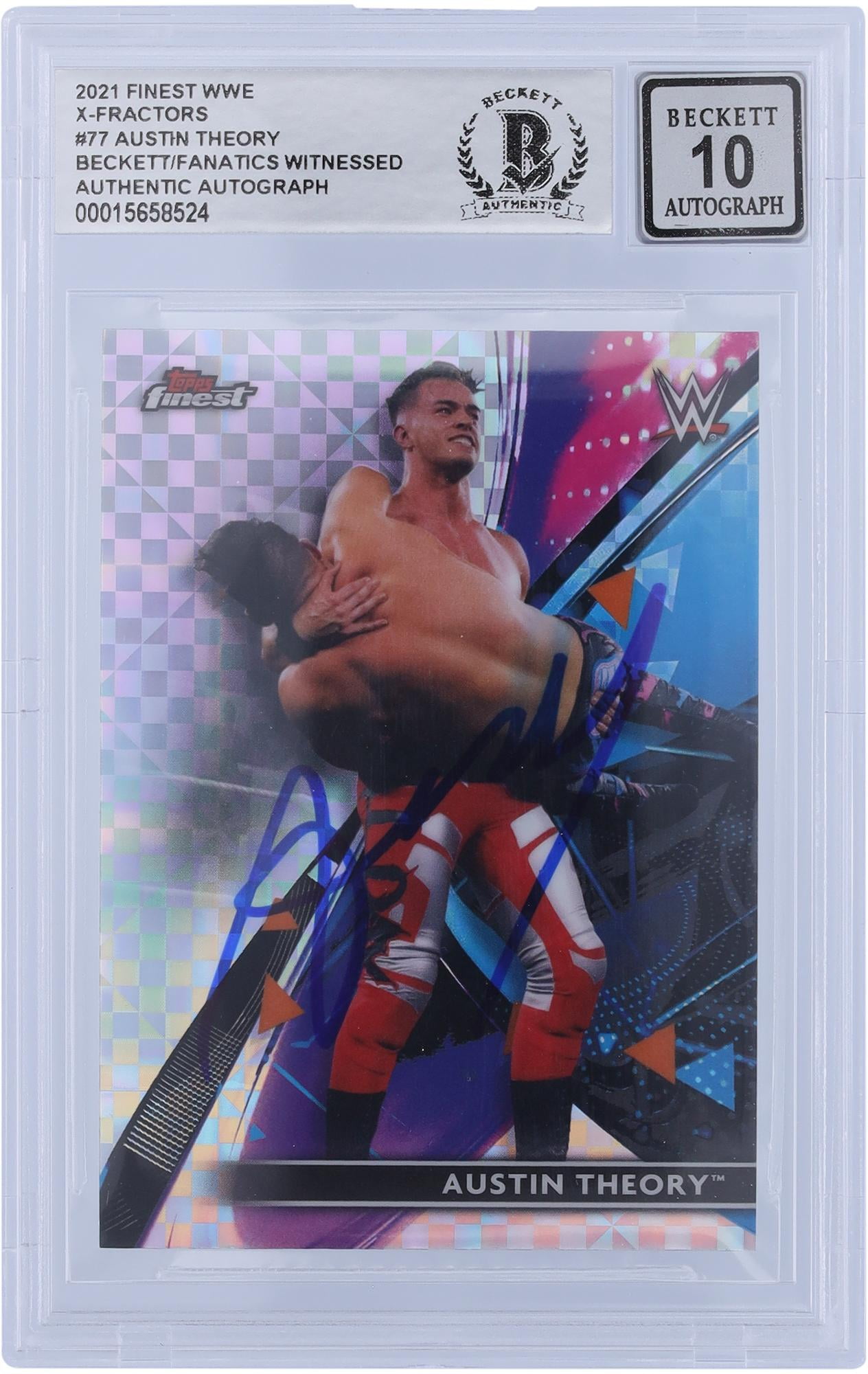 Austin Theory WWE Autographed 2021 Topps Finest X-Factors #77 Beckett ...