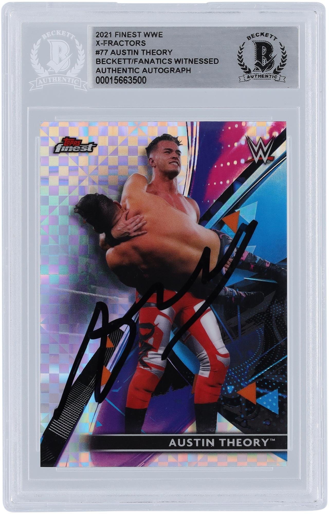 Austin Theory WWE Autographed 2021 Topps Finest X-Factors Black Ink #77 ...