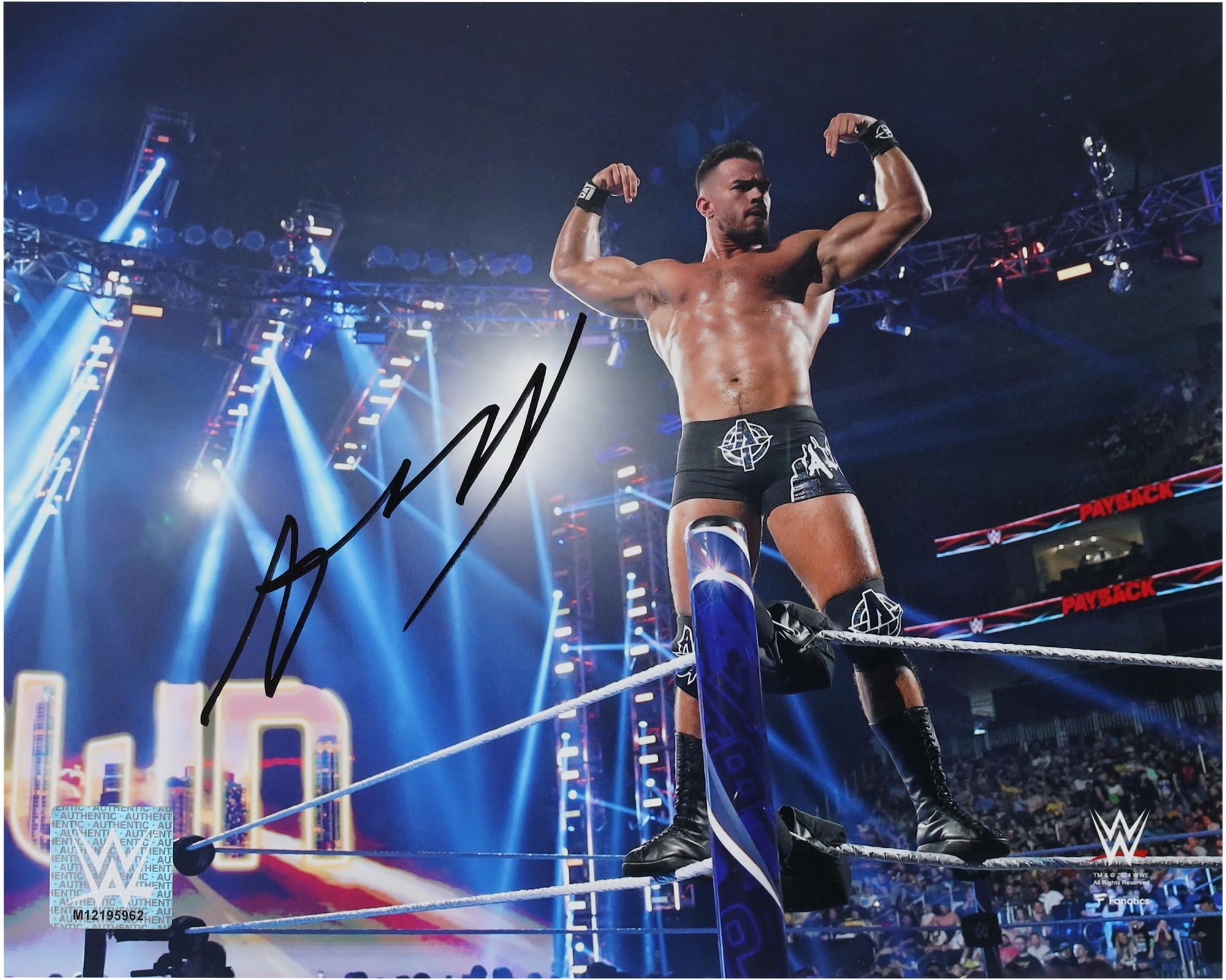 Austin Theory WWE Autographed 8" x 10" On Ropes Flexing Photograph ...