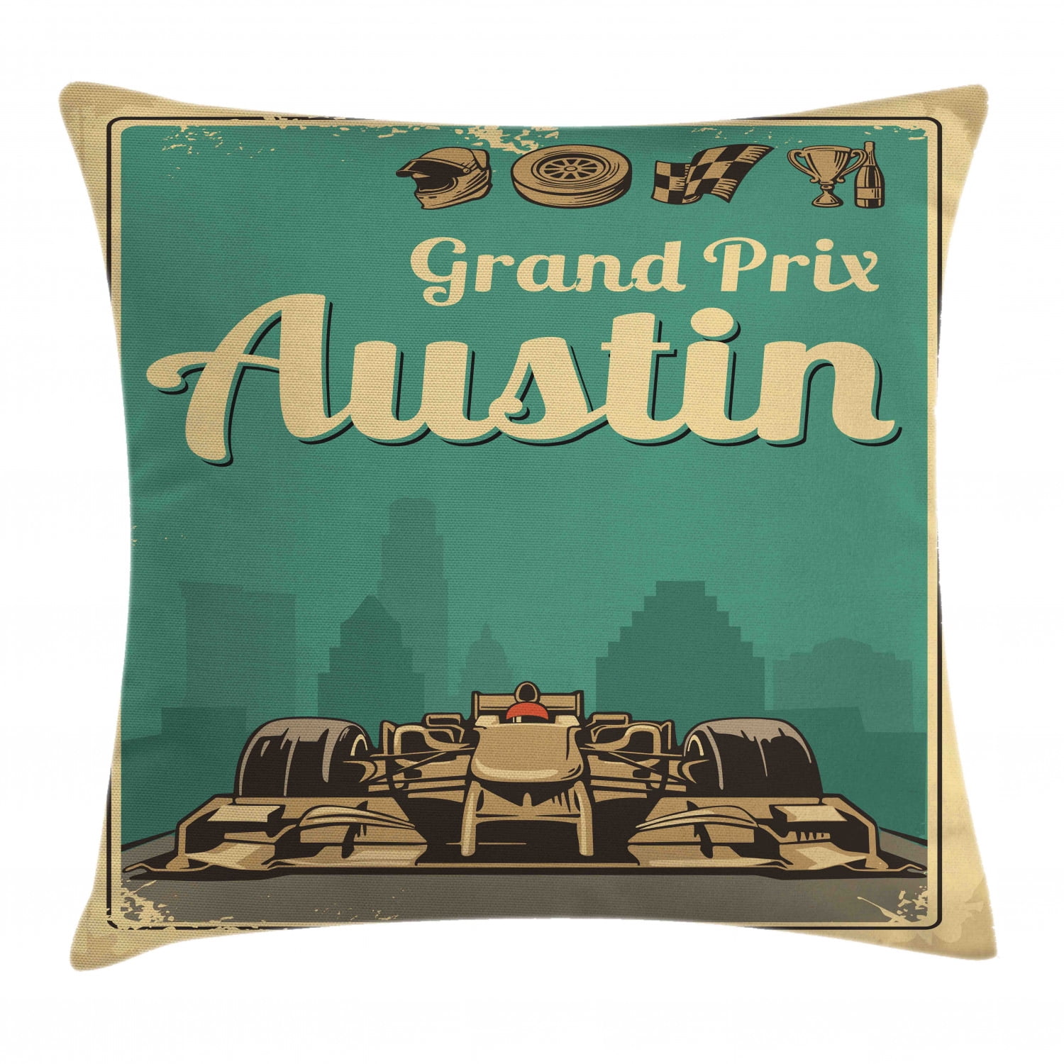 Austin Throw Pillow Cushion Cover, Grand Prix Texas Racing Sports Car ...
