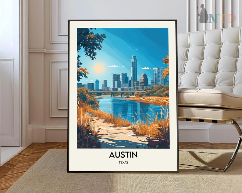 Austin Travel Poster, Austin Wall Art, Austin Poster, Texas Art, Lone ...