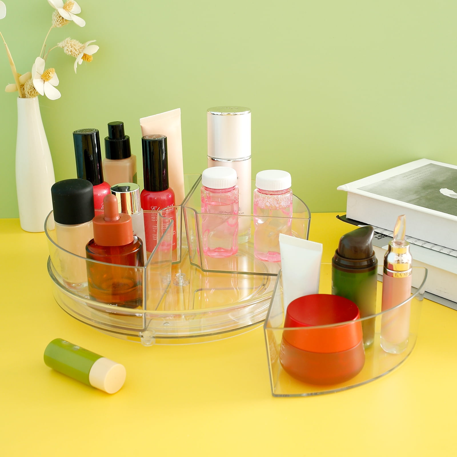 Austok 1/2Pcs Round Turntable Organizer with 4 Removable Bin 360 ...