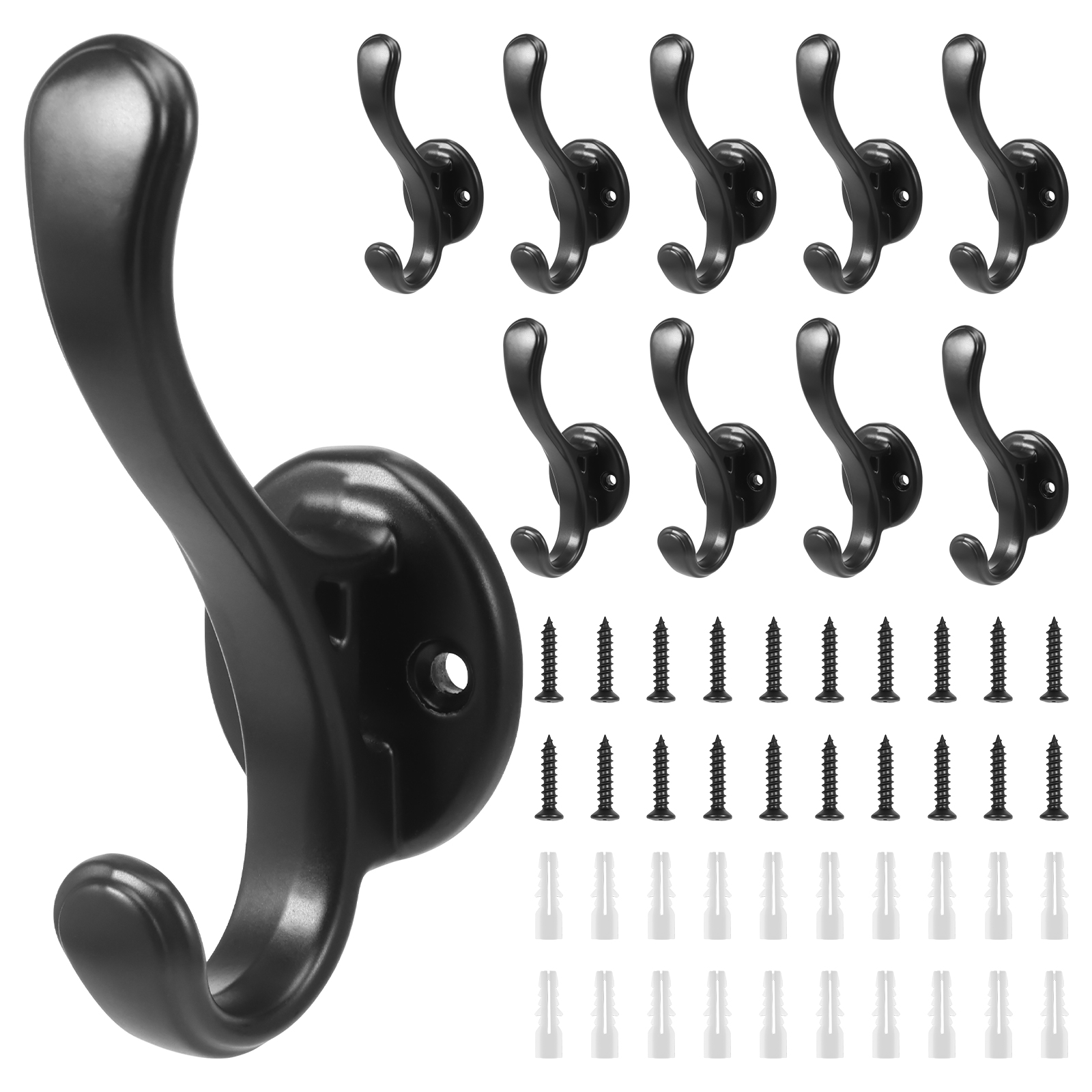 Austok 10 Pcs Coat Hook Wall Mount with Screws Heavy Duty Wall Coat ...