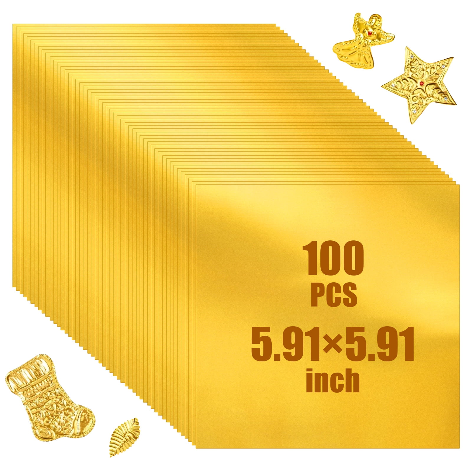 Austok 100 Sheets Heavy Duty Aluminum Foil Sheet 6 Inch Gold Flashing ...