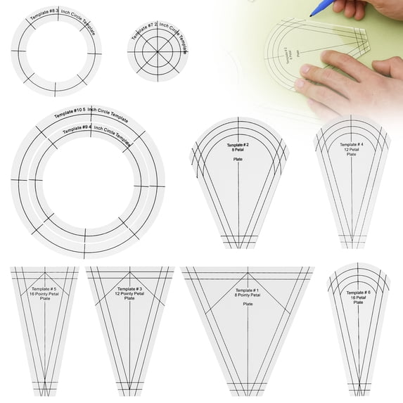 Austok 10Pcs Acrylic Quilting Template Ruler Portable Sewing Patchwork ...