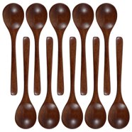 Wooden Spoons for Eating, 6 Pieces Natural Wood Eating Spoon, 7 Inch ...