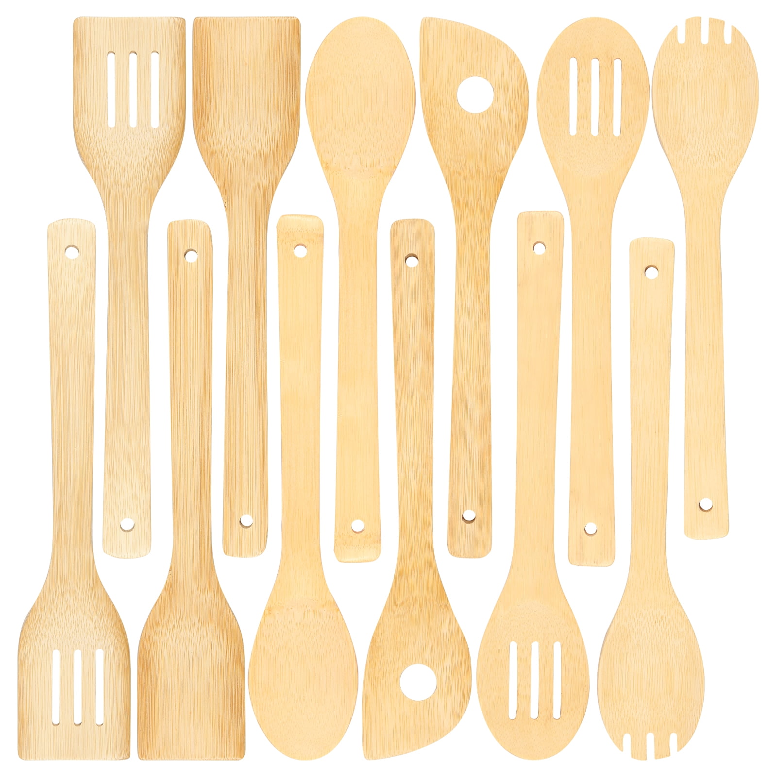 Austok 12 Pcs Bamboo Cooking Utensils Set Non Stick Bamboo Cooking ...