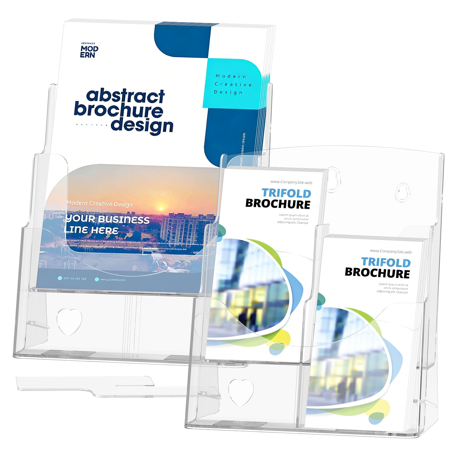 Austok 2 Pack Acrylic Brochure Holder Fit 8.5 X 11 inch 2 Tier Brochure ...
