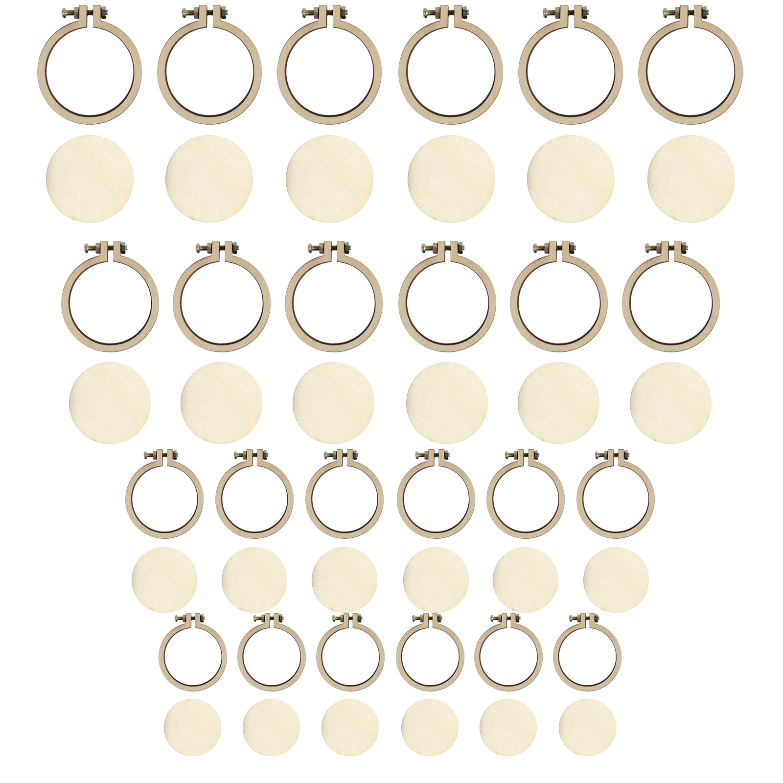 Austok 24 Pcs Mini Embroidery Hoop Four Sizes Hoop Ring Wooden Crossing ...
