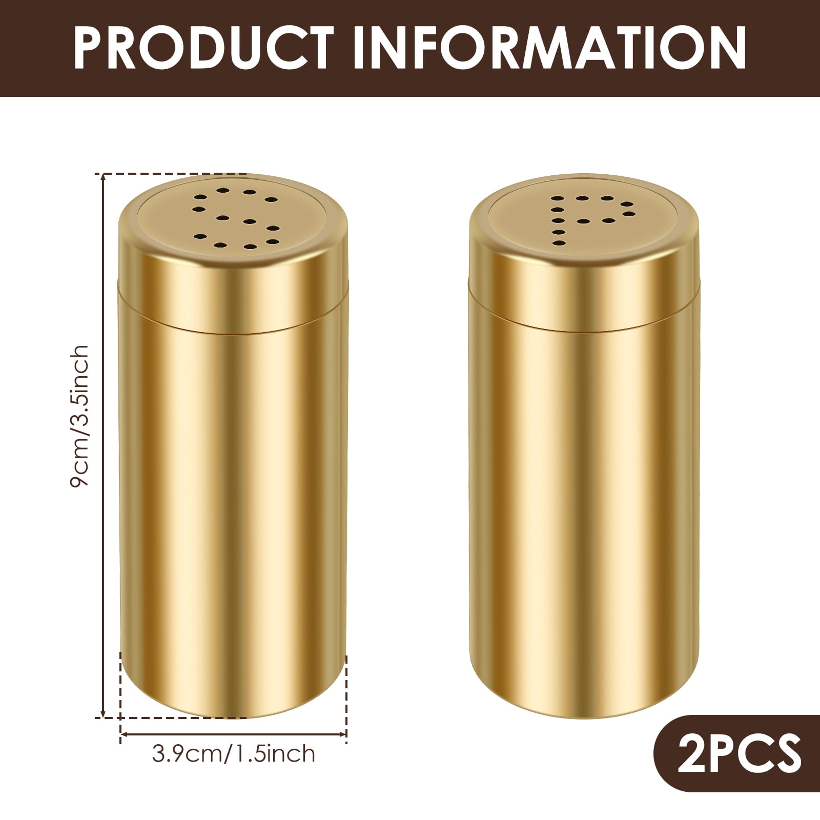 Austok 2Pcs Salt and Pepper Shakers Set Stainless Steel Spice Dispenser ...