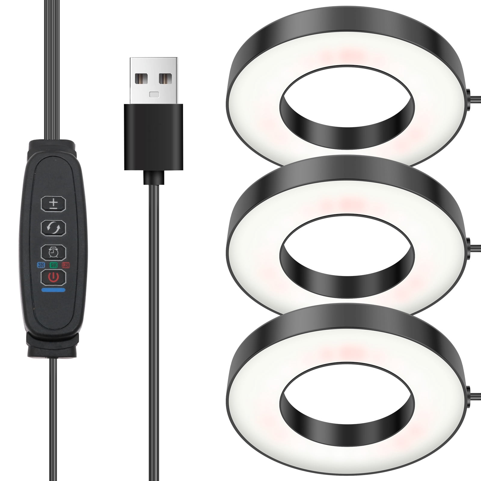 Austok 3/4 Head Grow Light with Auto Timer 3/9/12Hrs Full Spectrum LED ...