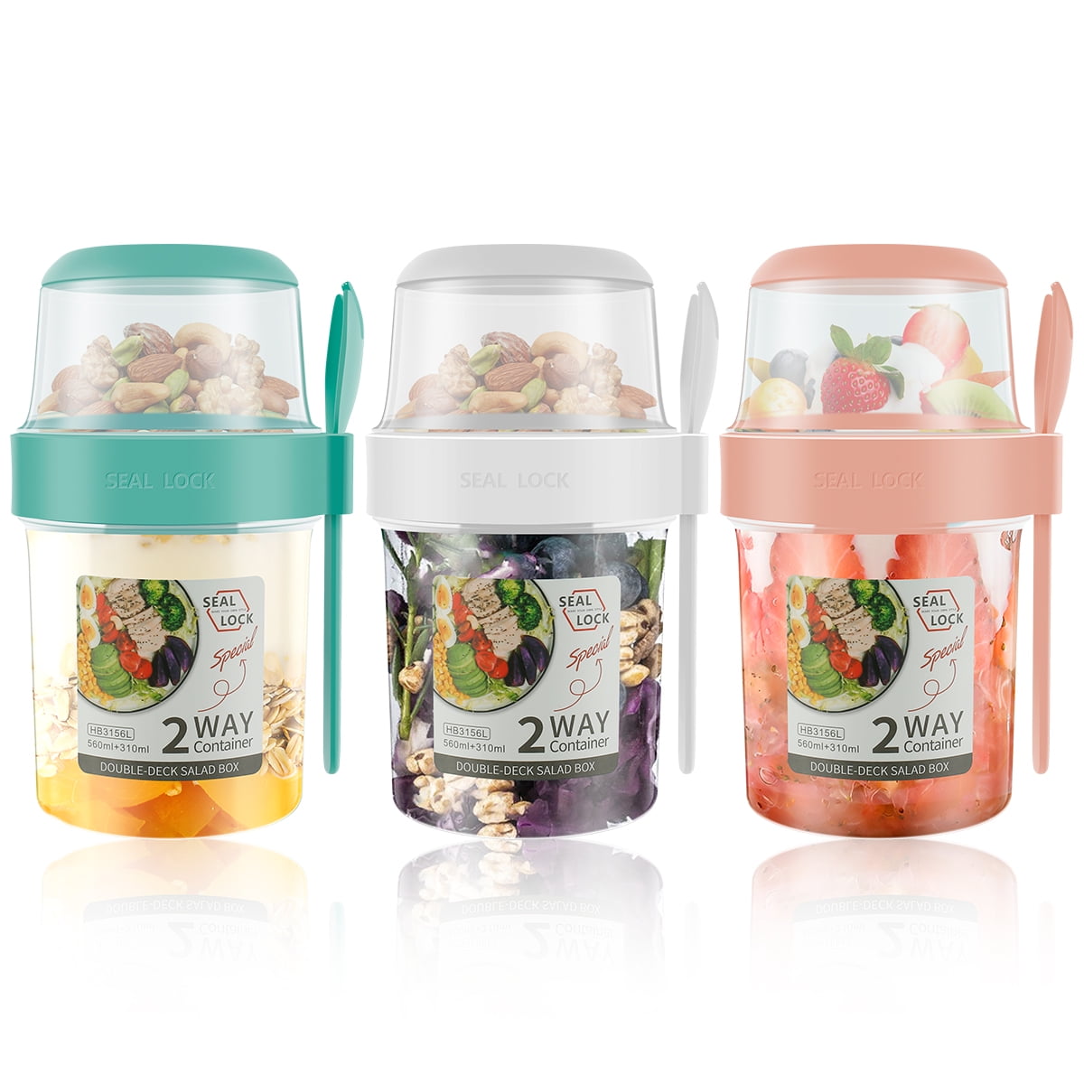 Austok 3 Pack Breakfast On the Go Cups, Take and Go Yogurt Cups with ...