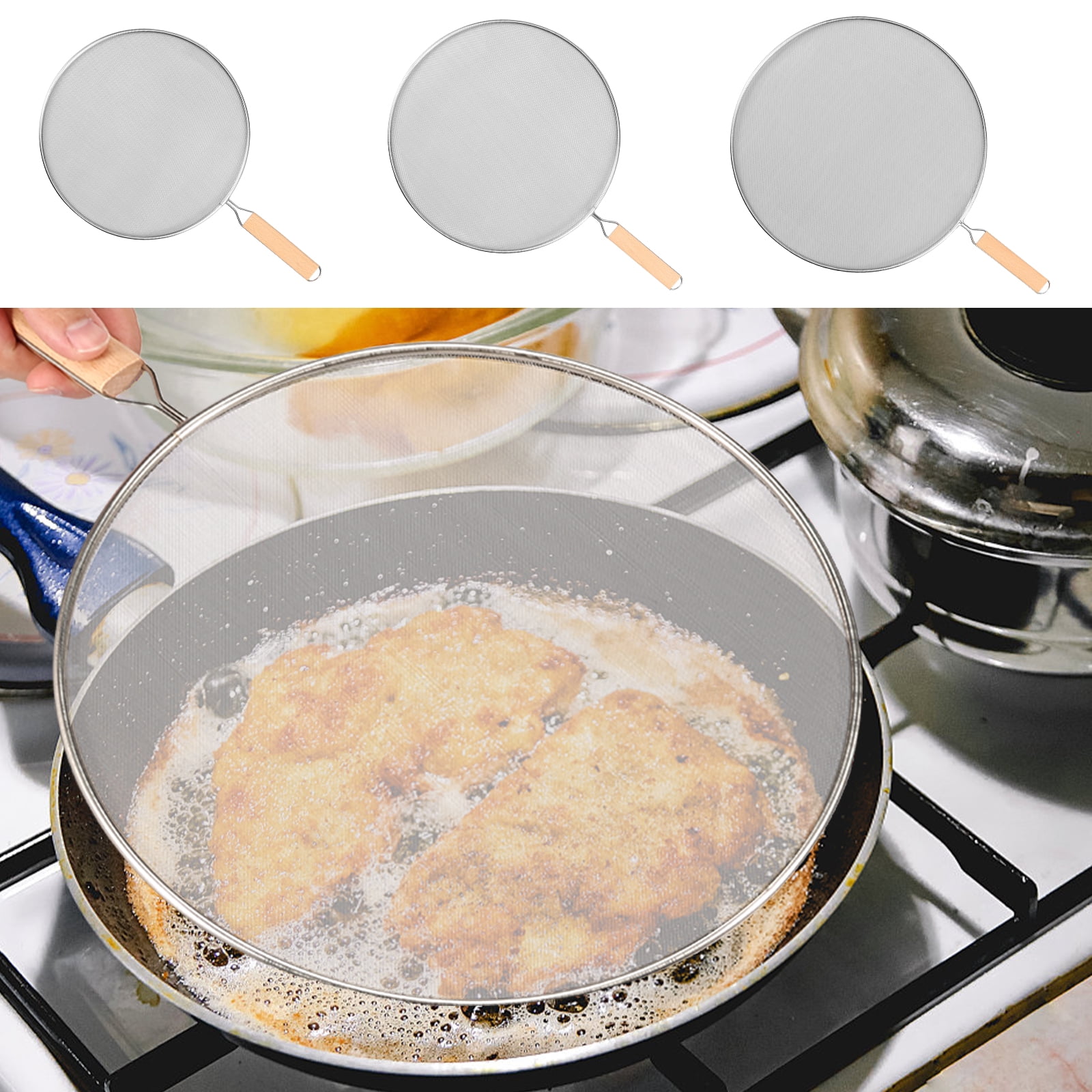 Austok 3 Pcs Splatter Screen for Frying Pan Stainless Steel Splatter ...