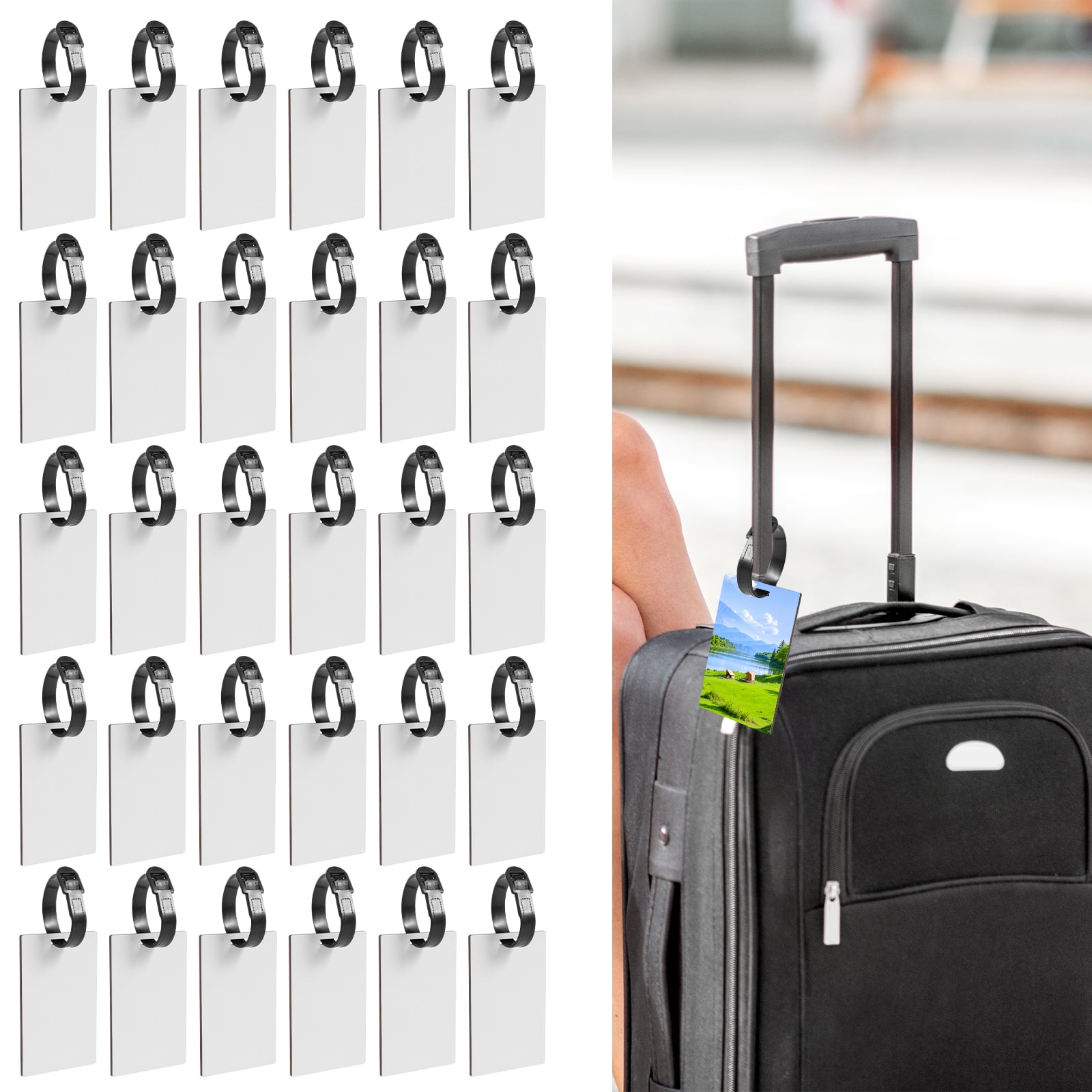 Austok 30Pcs Sublimation Blank Luggage Tag with Lanyard Compact Luggage ...