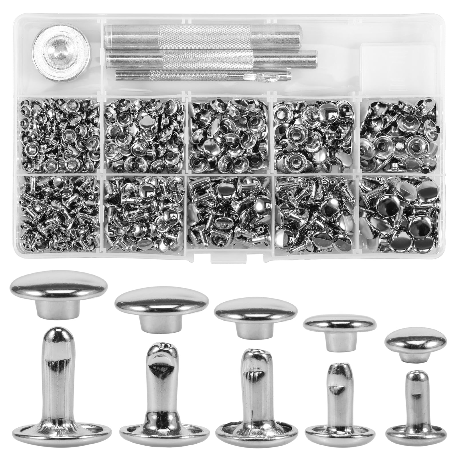 Austok 340 Sets Leather Rivets Kit with Setting Tool Kit and Storage ...