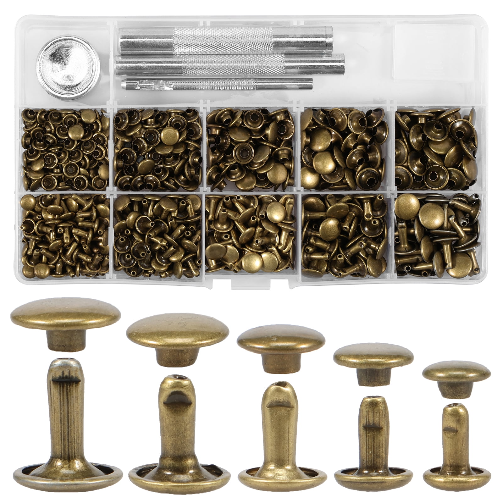 Austok 340 Sets Leather Rivets Kit with Setting Tool Kit and Storage ...