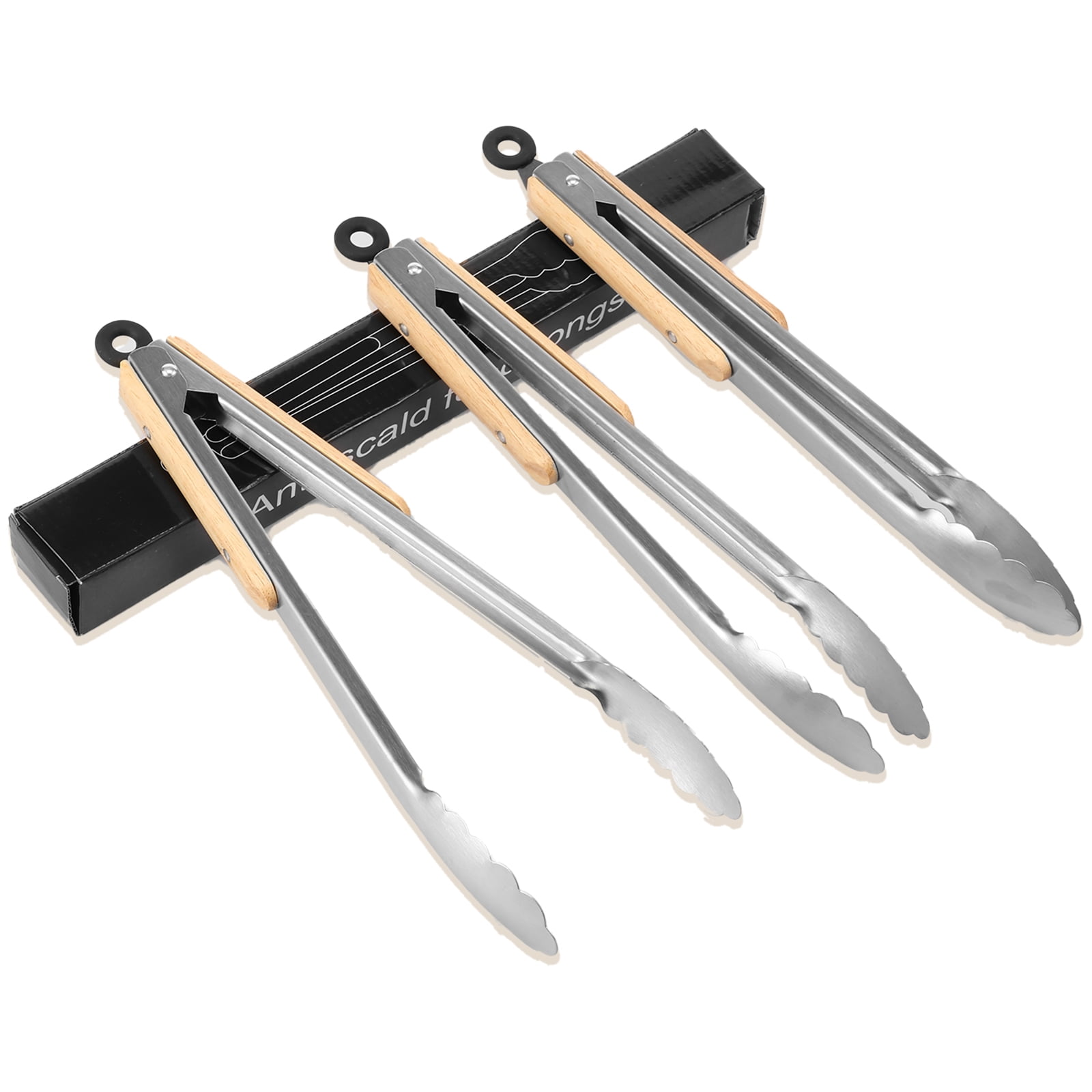 Austok 3Pcs Stainless Steel BBQ Food Tong Heat Resistant Ergonomic ...