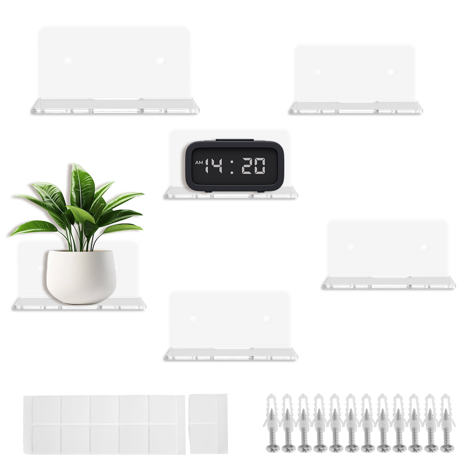 Austok 6 Pcs Small Floating Shelves for Wall 4 Inches Small Wall ...