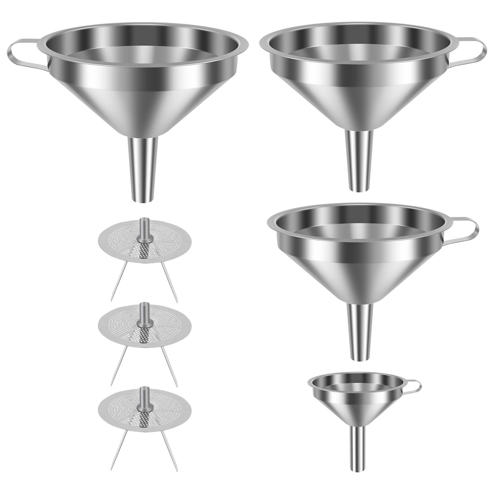 Austok 7Pcs Stainless Steel Funnel with Removable Strainer Kitchen ...